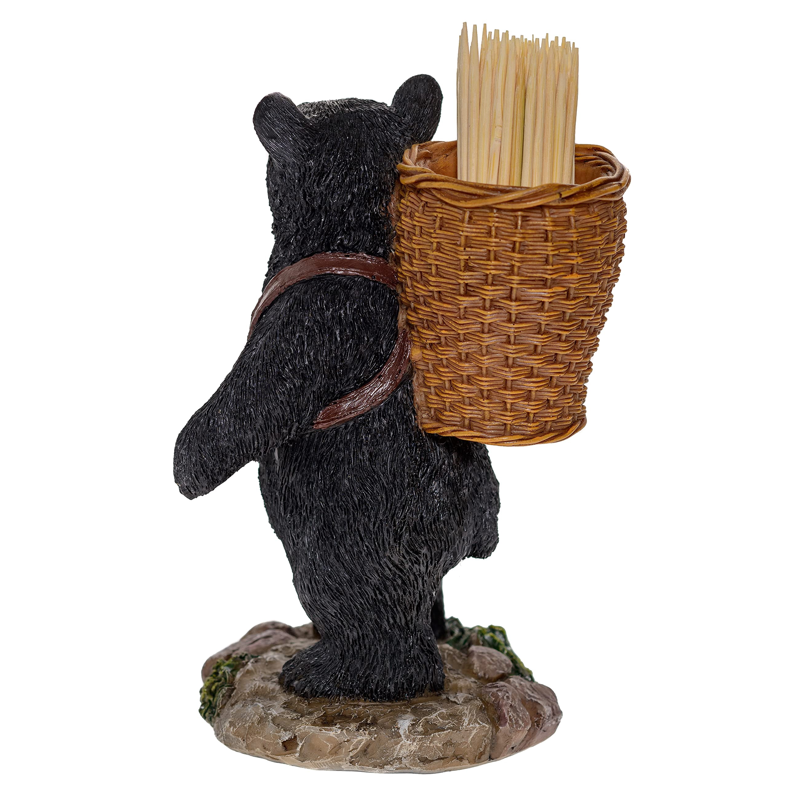 Pine Ridge Black Bear Toothpick Holder, Rustic Walking Bear Kitchen ...