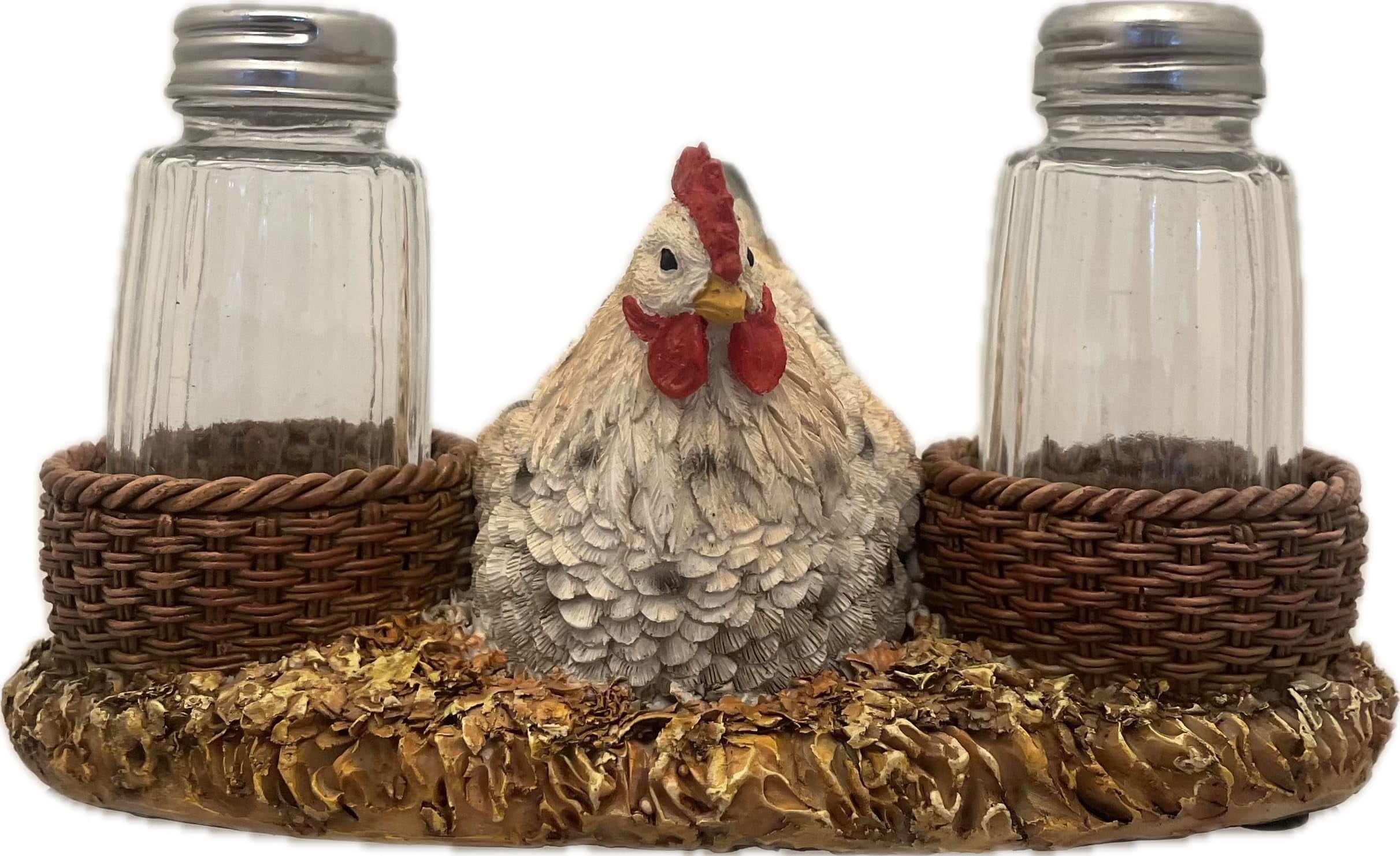 Pine Ridge Hen Salt And Pepper Shaker - Two Glass Shakers, Hen On Nest ...