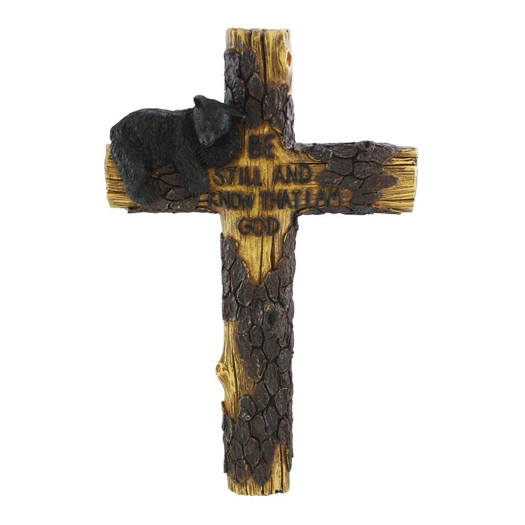 Pine Ridge Magnificent 10" Black Bear Wall Cross - Beautifully Hand ...