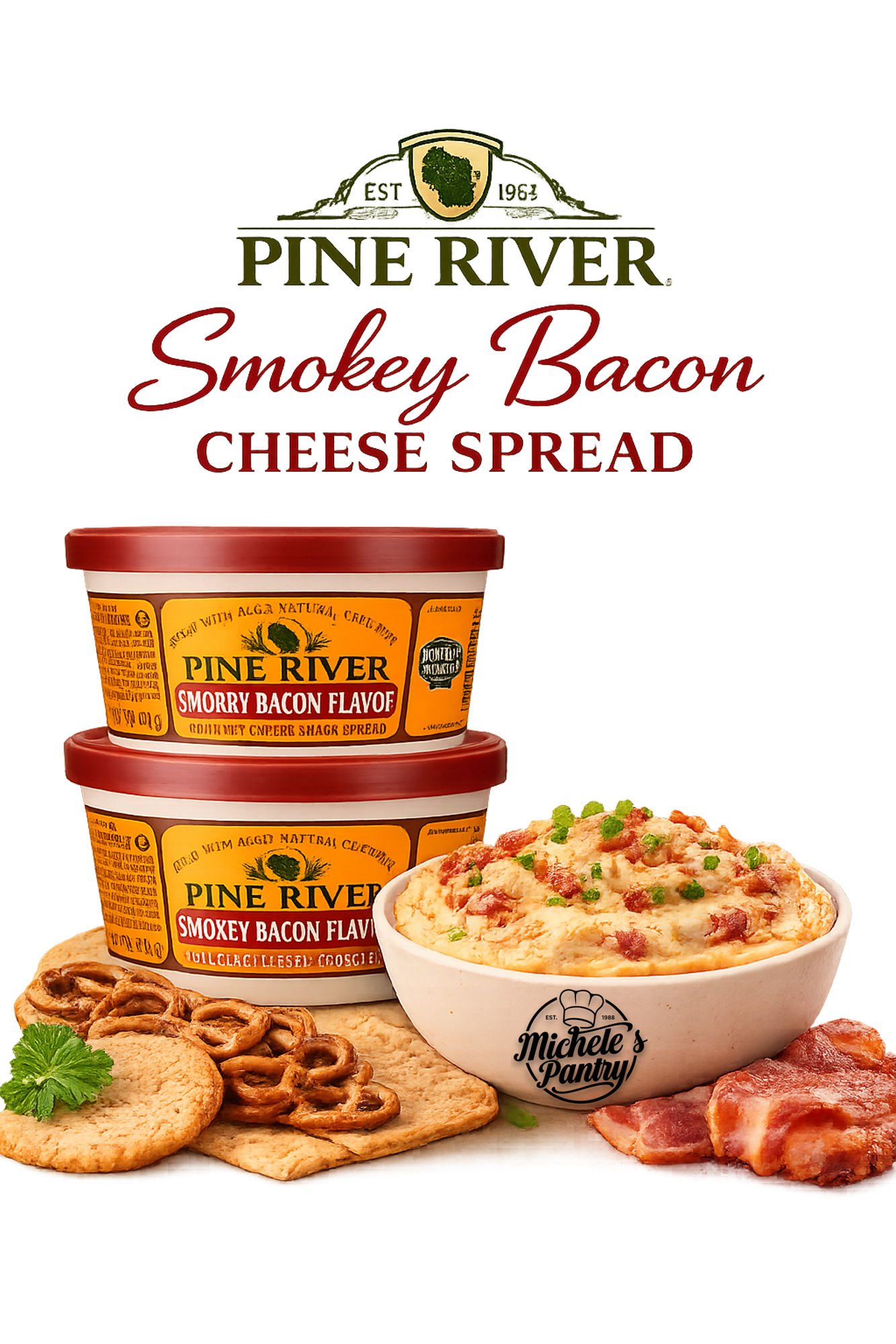 Pine River Cheese Spreads 3-Pack | Smokey Bacon | (3) 8 oz tubs | SHELF ...