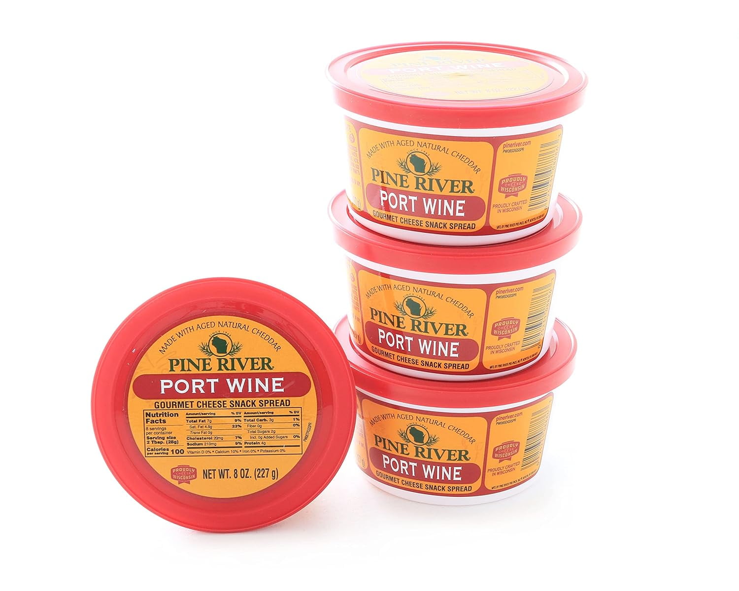 Pine River Cheese Spreads 4-Pack | Port Wine | (4) 8 oz tubs | SHELF ...