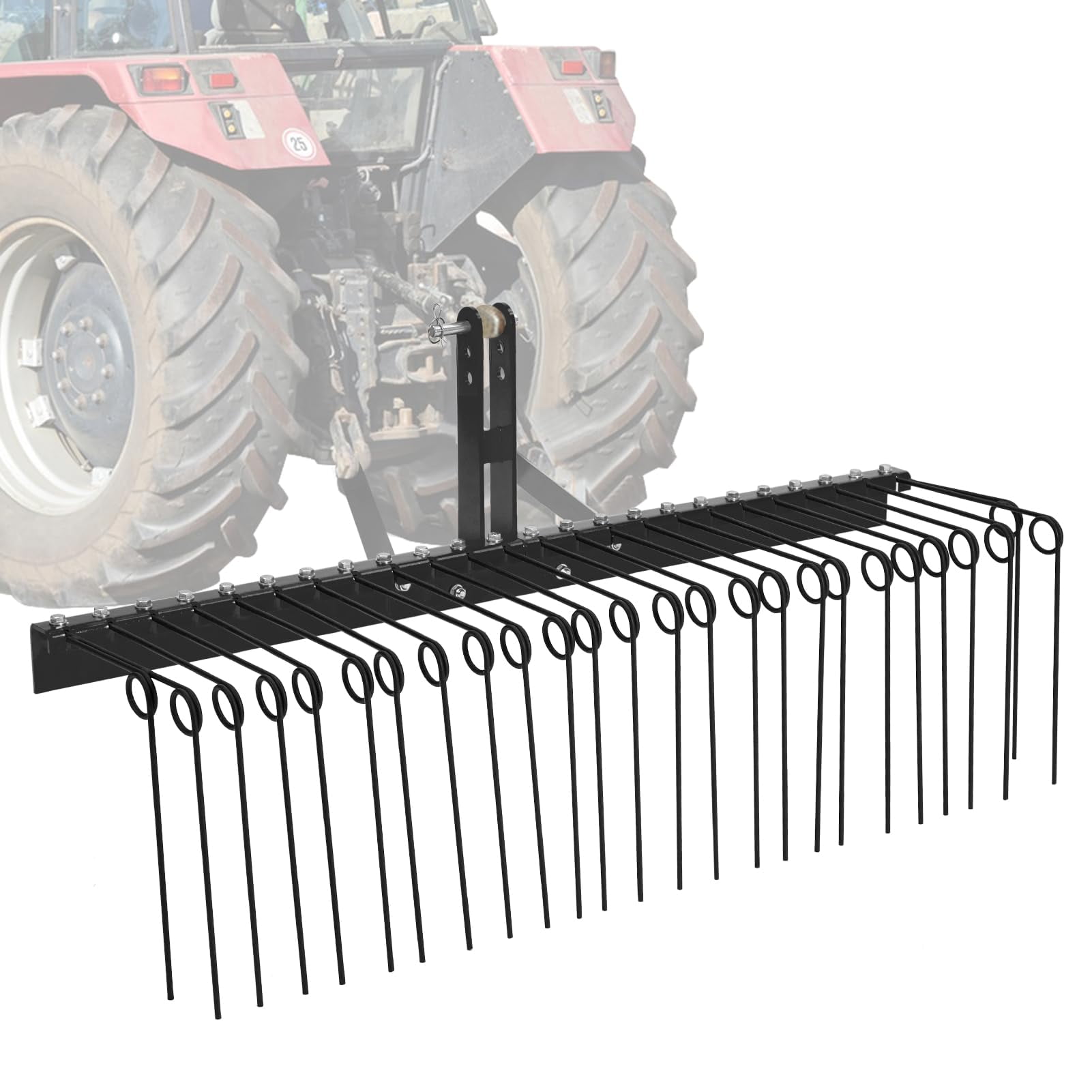 Pine Straw Rake 60 Inch, 26 Coil Spring TinesDur-ablePowder Coated ...