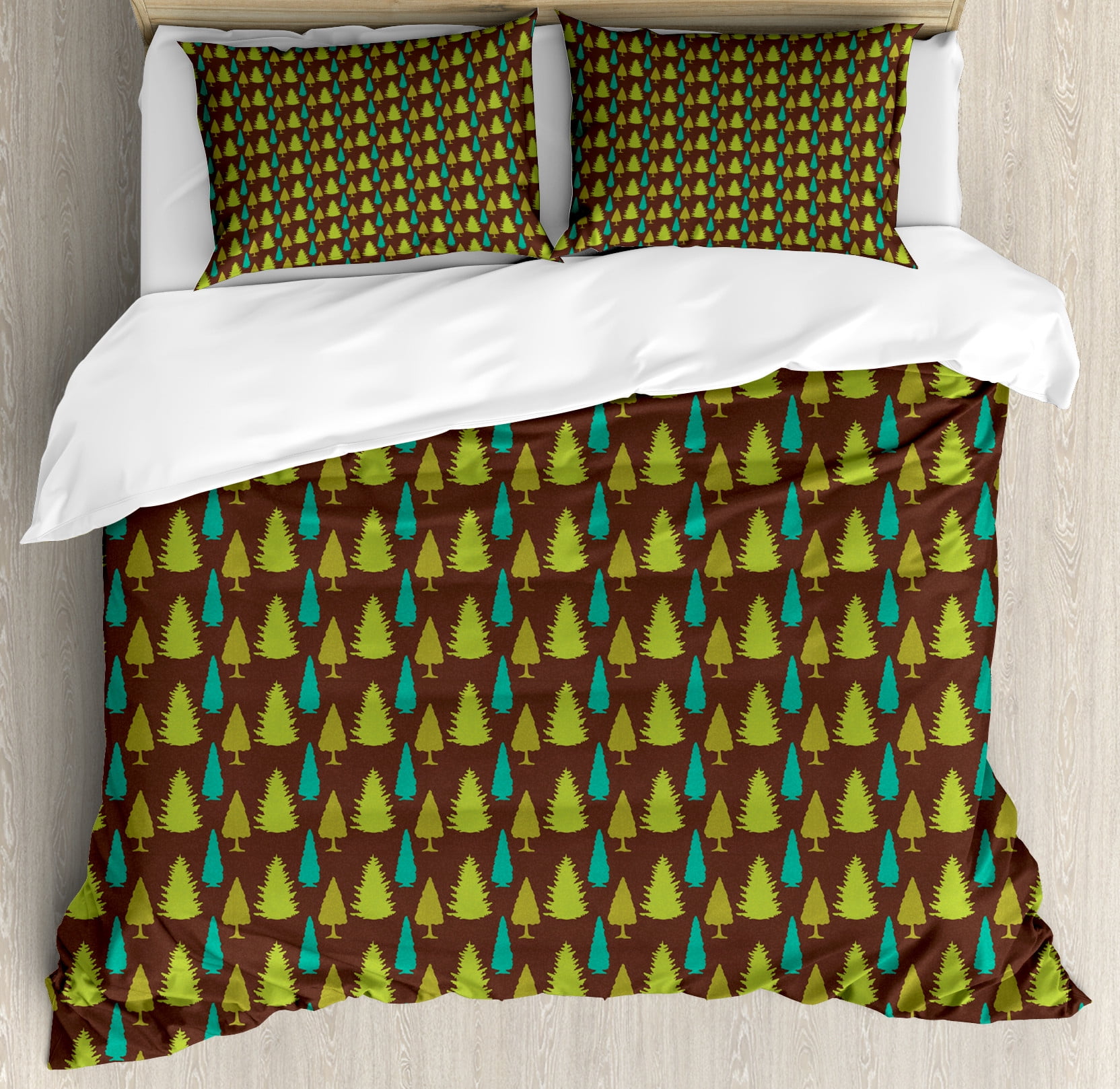 Pine Tree Duvet Cover Set, Spruce Autumn Forest Trees Evergreen Plants ...