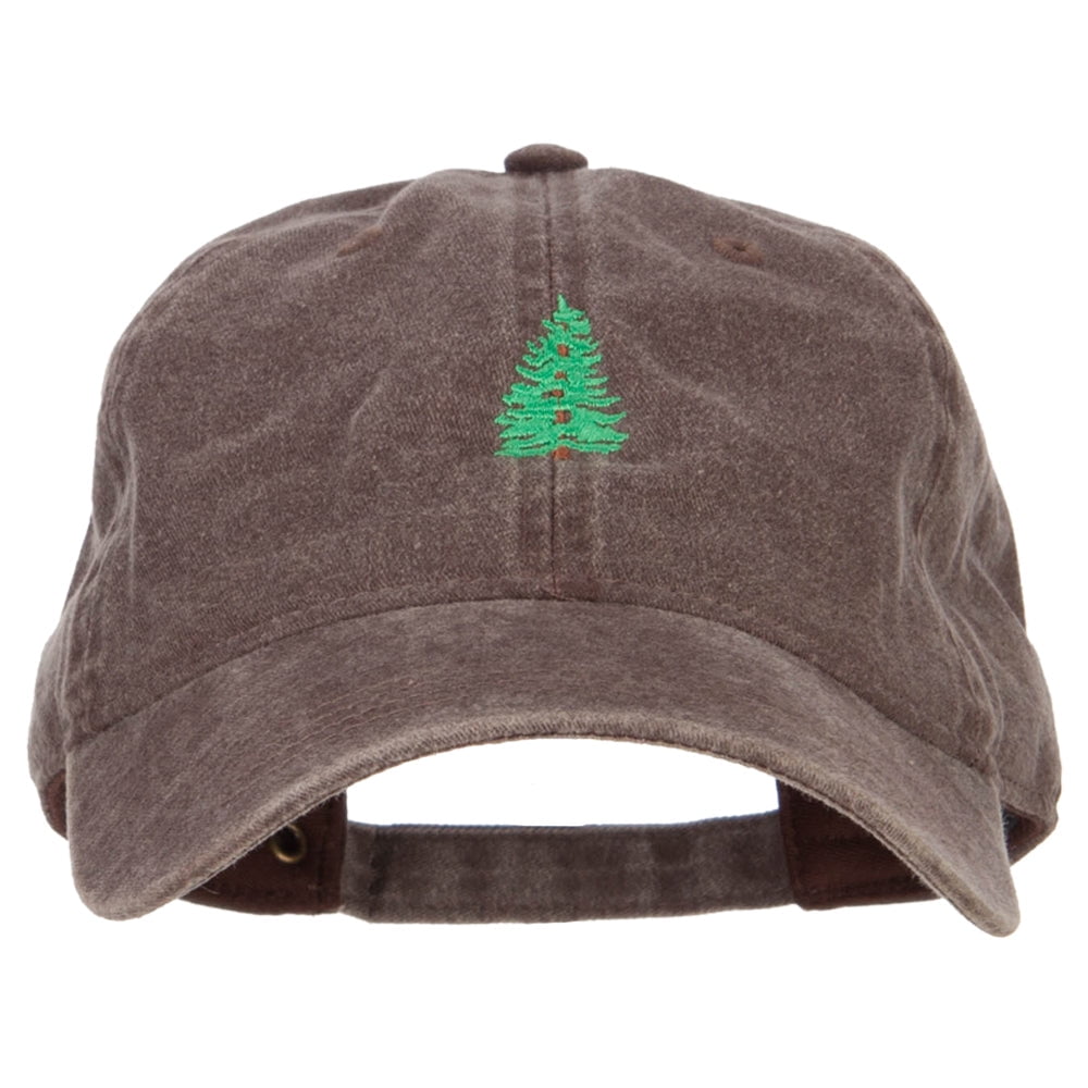 Pine Tree Embroidered Washed Buckle Cap - Brown OSFM - Walmart.com