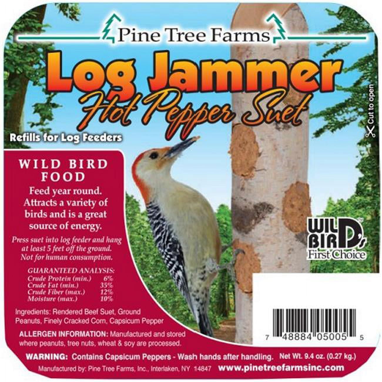 Pine Tree Farms 618014 5005 9.4 oz MP12 Log Jammer Hot Pepper Suet Plug ...