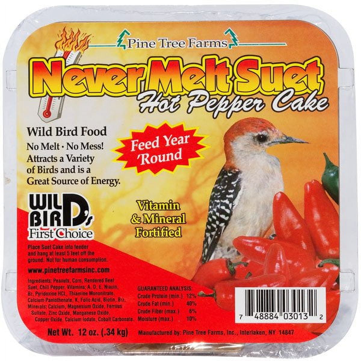 Pine Tree Farms PTF3013 12 Oz. Never Melt Suet Hot Pepper Bird Seed ...