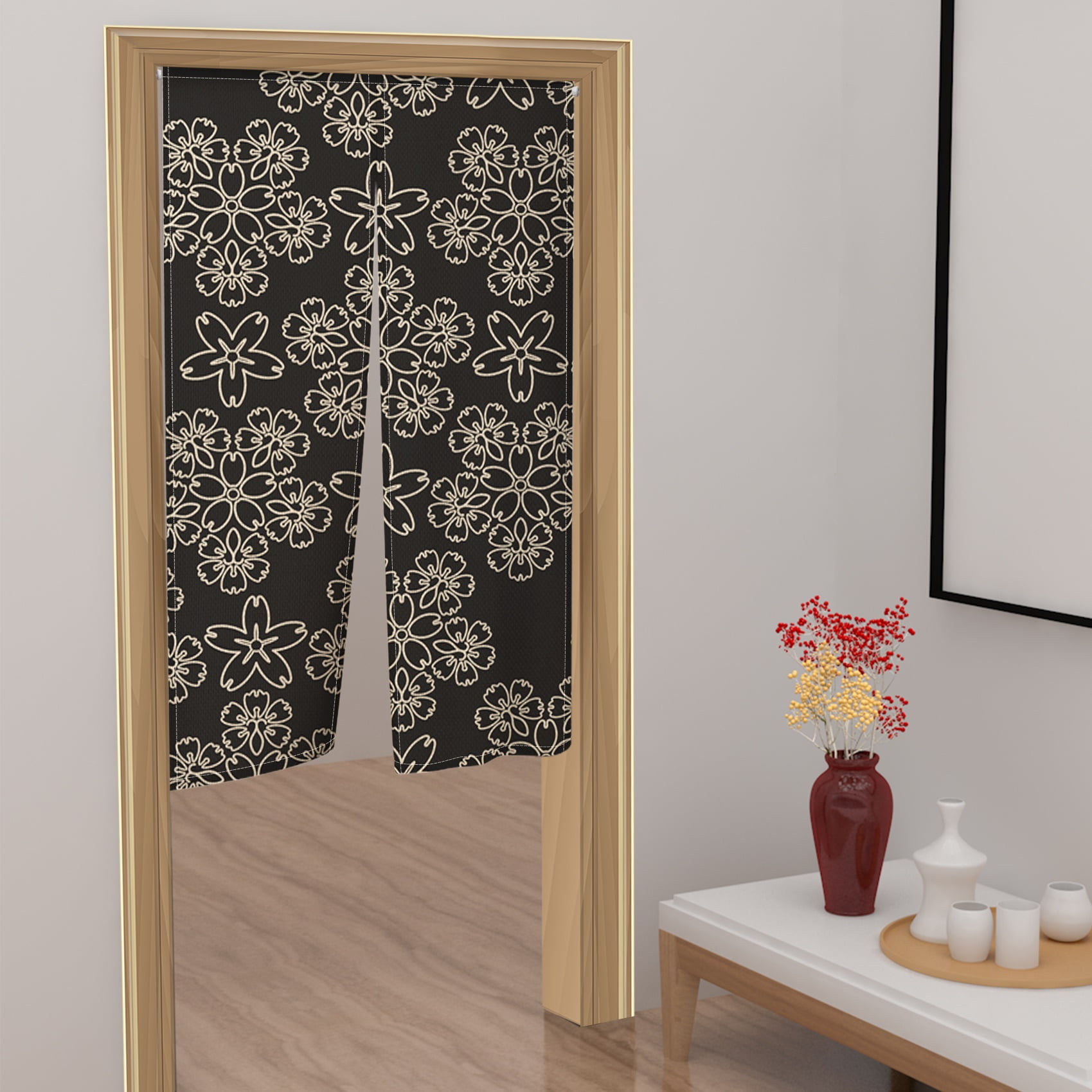 Pine Tree Japanese Door Curtain Cherry Blossoms Print Partition Kitchen Doorway r Drapes Cafe ...