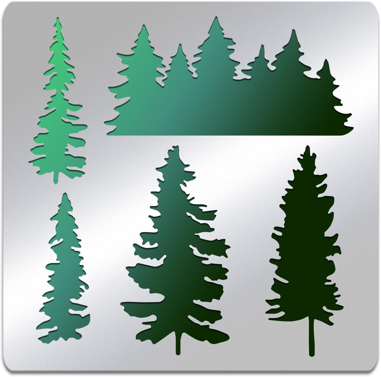 Pine Tree Stainless Steel Stencil Template 6x6 Inch Forest Metal ...