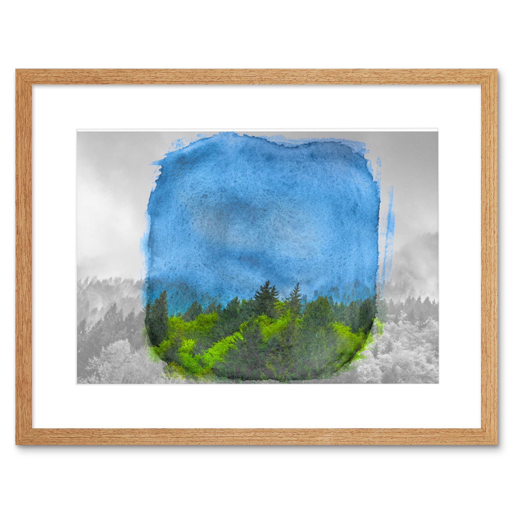 Pine Tree Tops Watercolour Framed Wall Art Print - Walmart.com