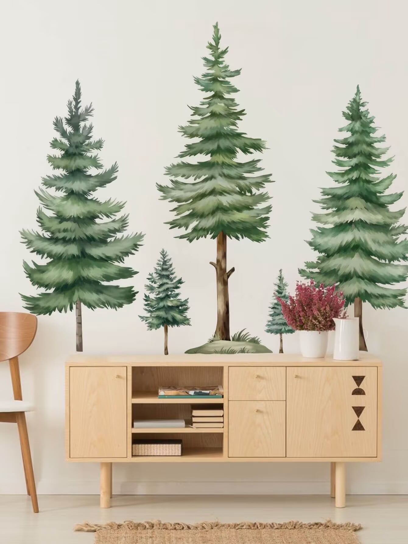 Pine Tree Wall Art - Pine Tree Wall Decal, Wall Stickers Peel and Stick ...