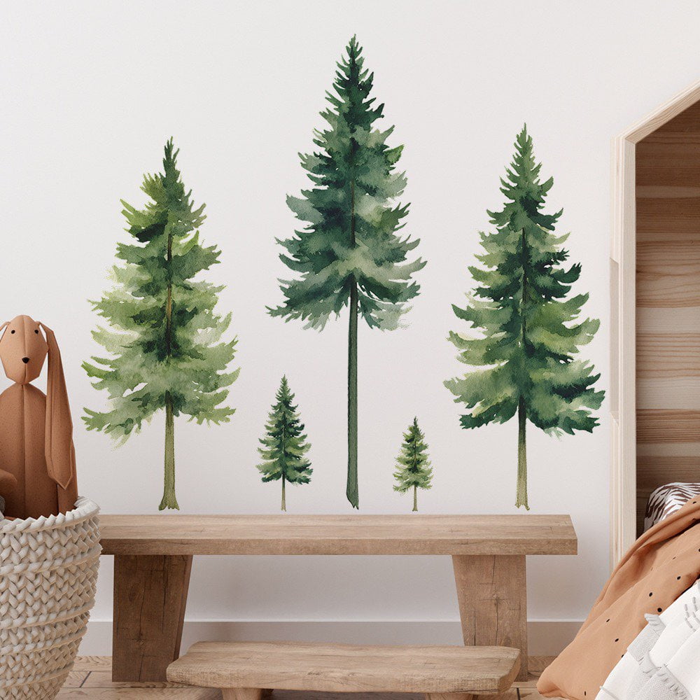 Pine Tree Wall Art - Pine Tree Wall Decal, Wall Stickers Peel and Stick ...