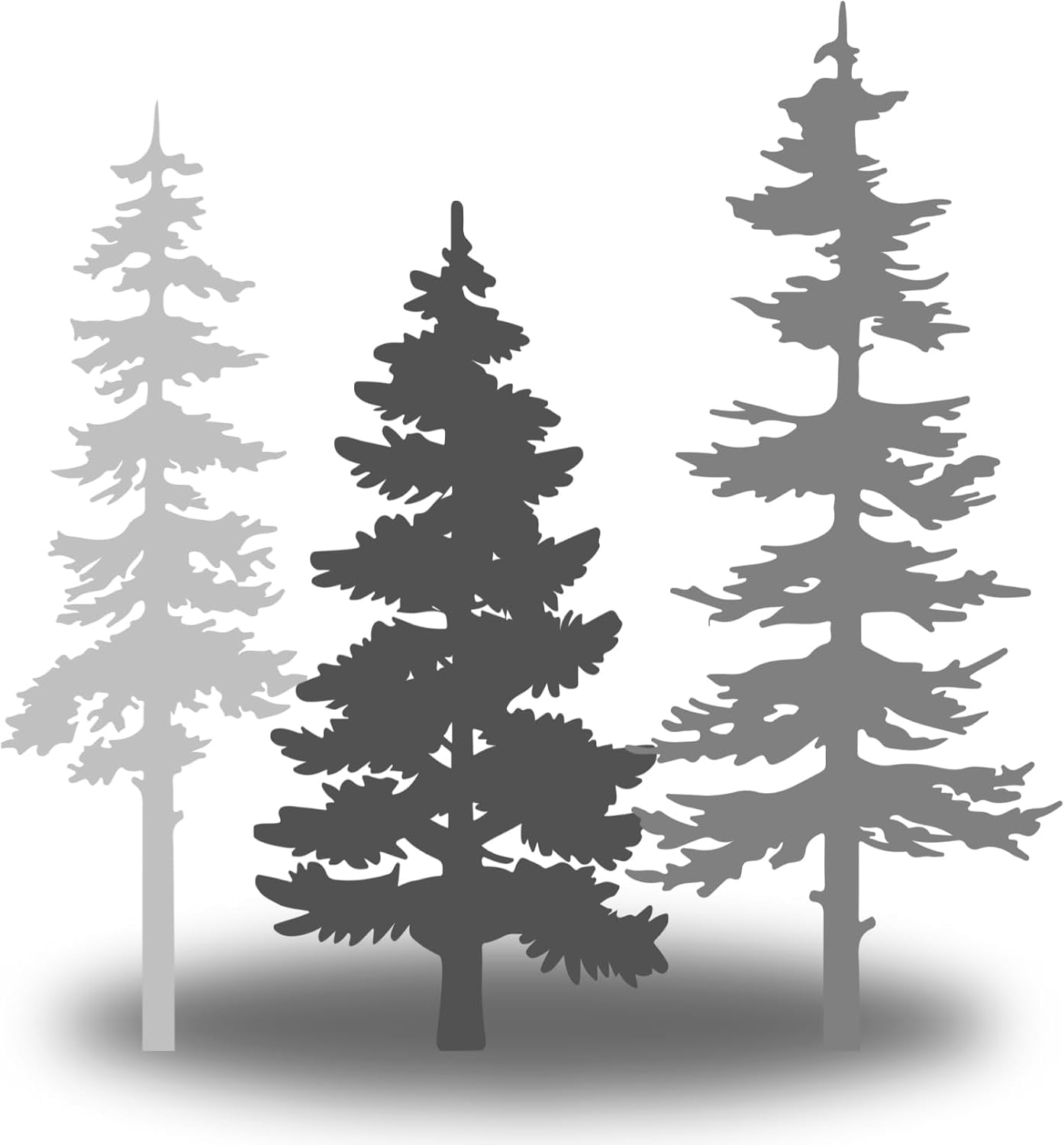 Pine Tree Wall Decals Set - Large Woodland Vinyl Stickers, Forest Wall ...