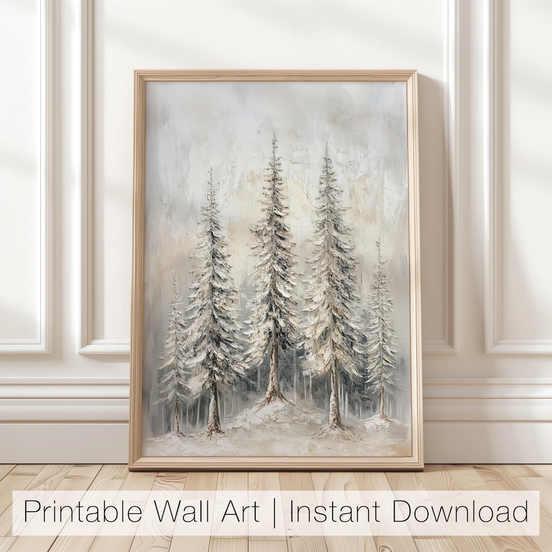 Pine Tree Winter Forest Poster Wall Art, Abstract Landscape ...