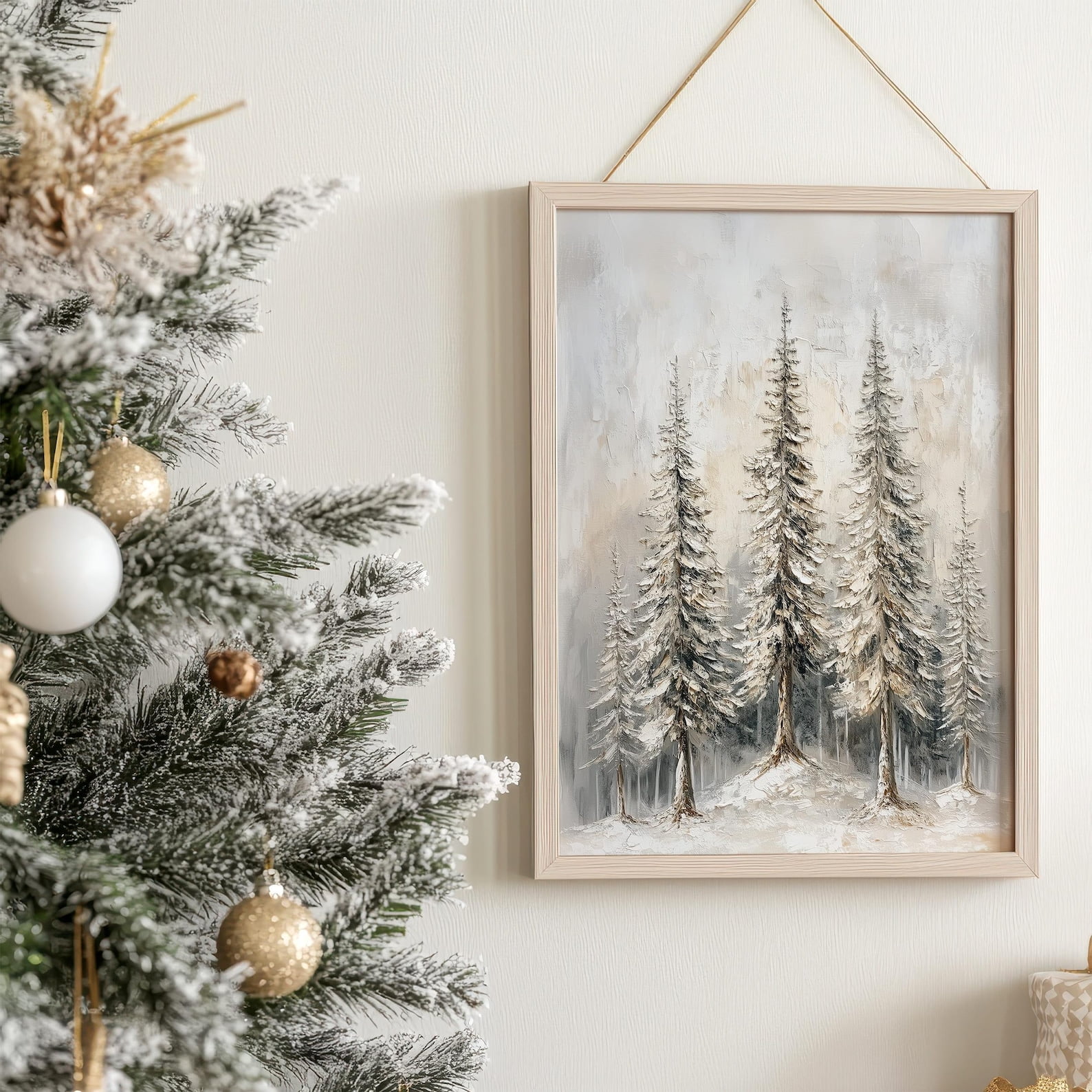 Pine Tree Winter Forest Wall Art, Abstract Landscape Printable ...