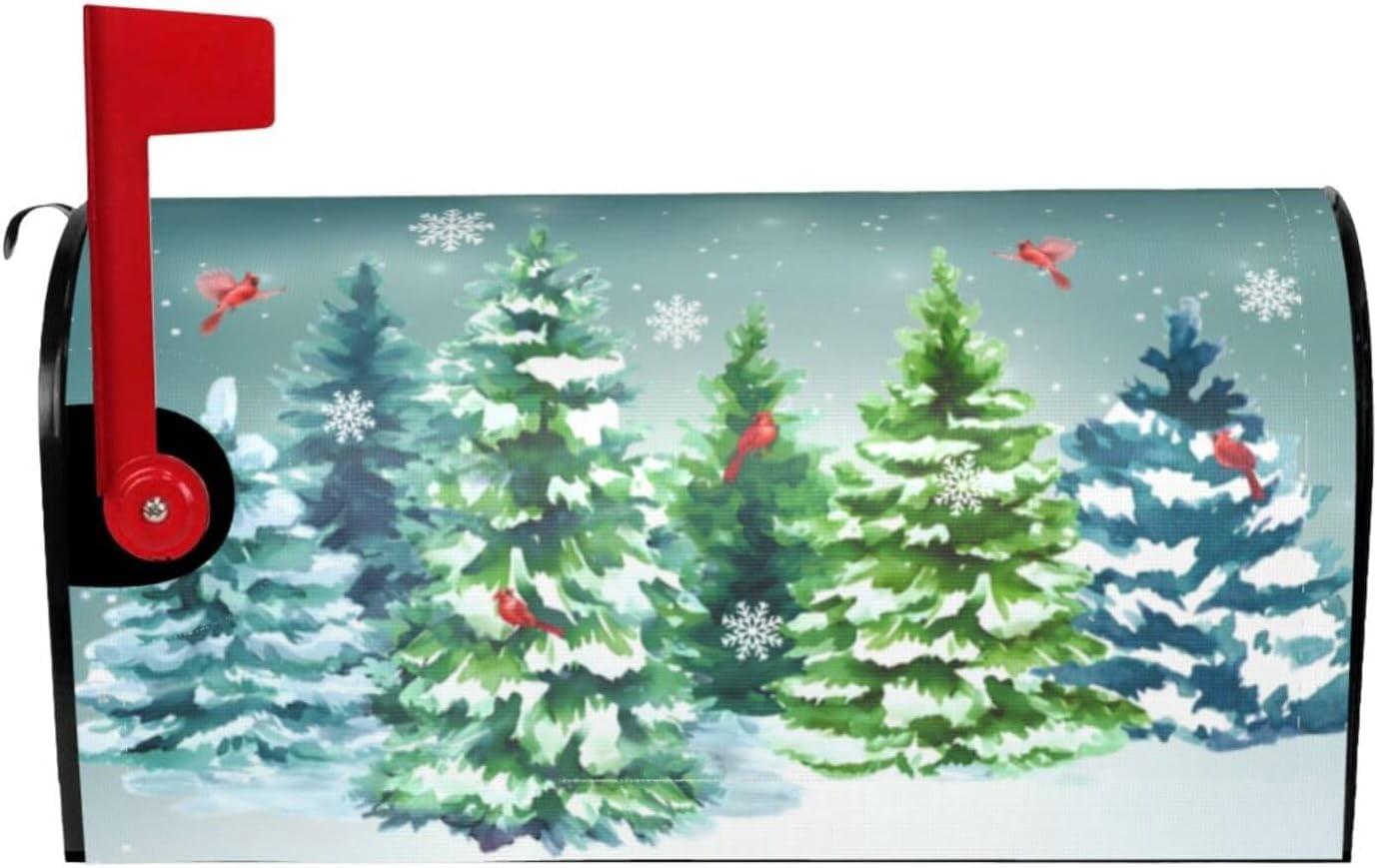 Pine Tree Winter Welcome Mailbox Cover, Xmas Cardinal Snow 25.5" x 21 ...