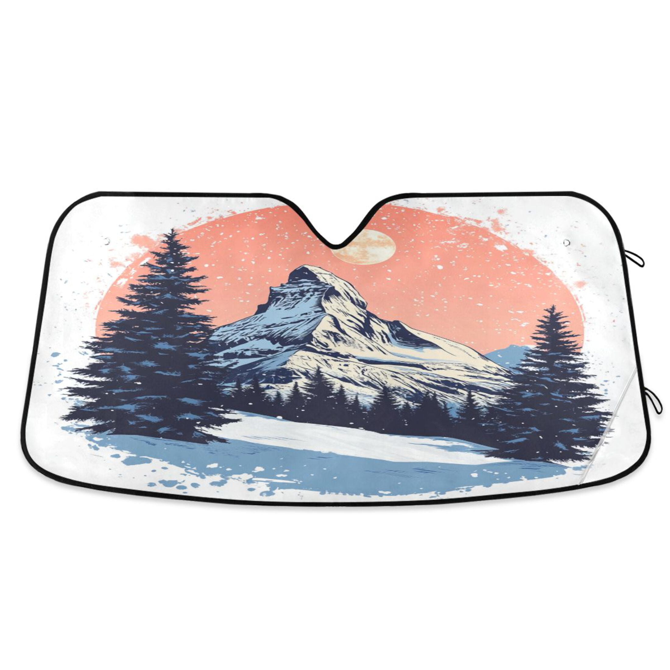 Pine Trees Moon Iceberg Windshield Sun Shade Automobile Visor Accordion ...