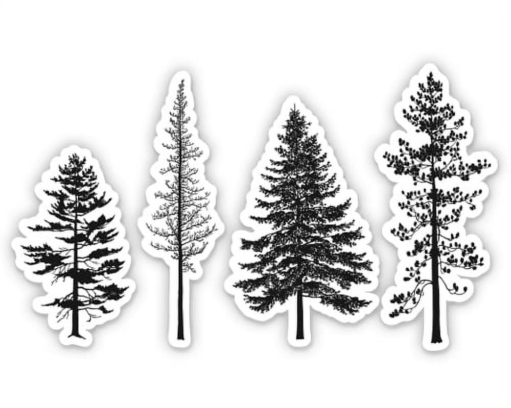 Pine Trees Set of 4 - 4" each Vinyl Stickers - For Car Laptop I-Pad ...