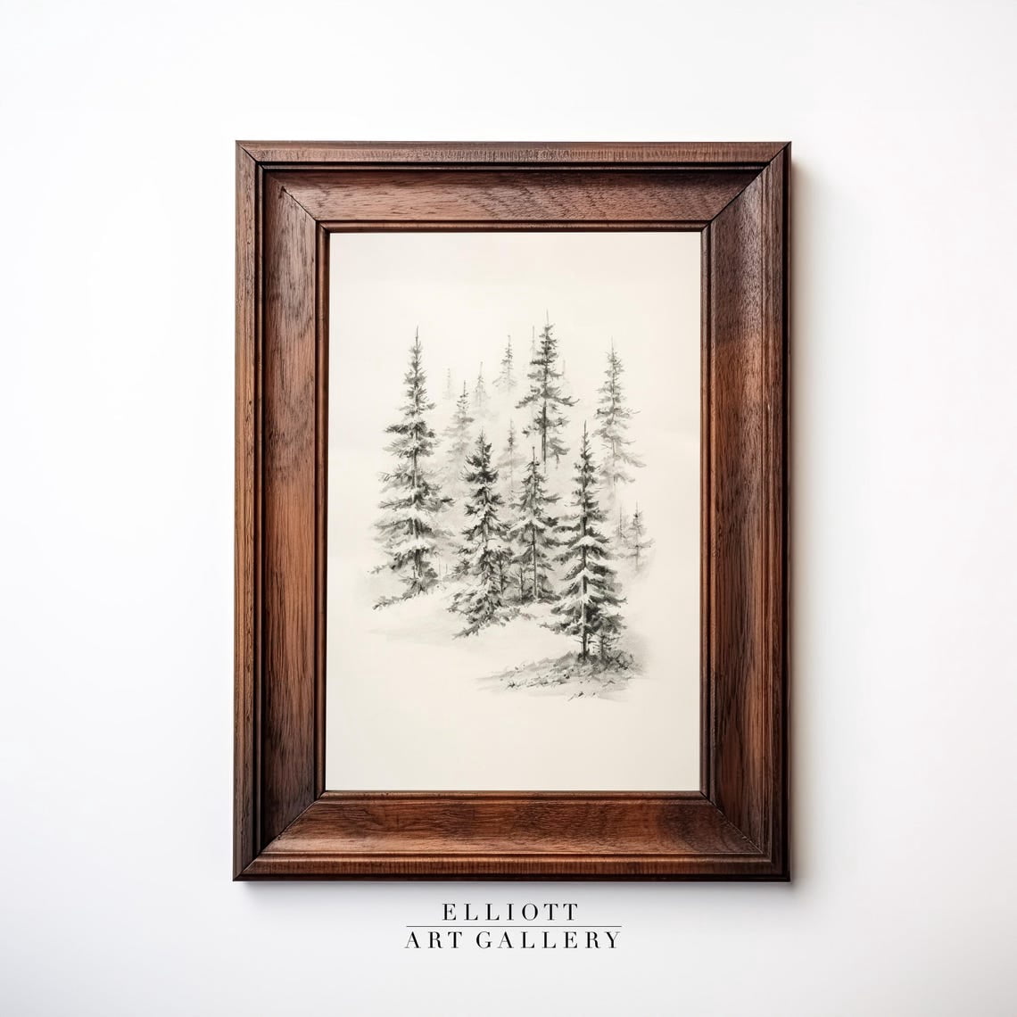Pine Trees Sketch Rustic Woodland Pine Poster Minimalistic Landscape ...