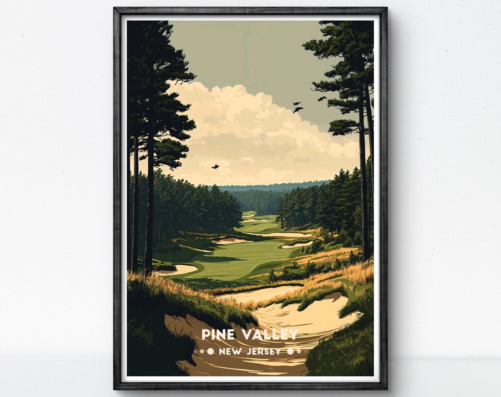 Pine Valley Golf Poster, New Jersey Golf Art Print, Elite Course Wall Decor For Home Or Office ...