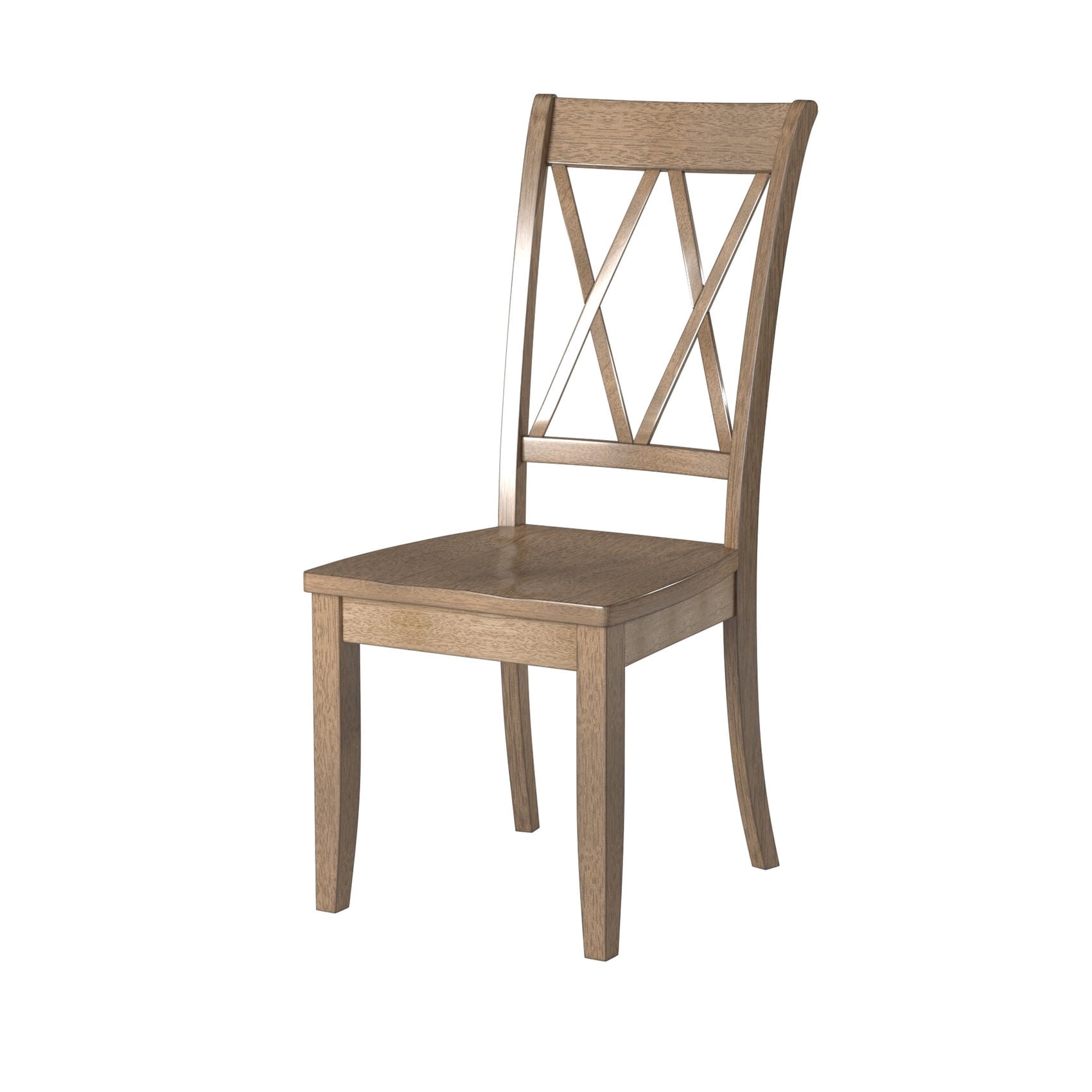 Pine Veneer Side Chair Set of 2, Brown Color | Double-X Back for ...