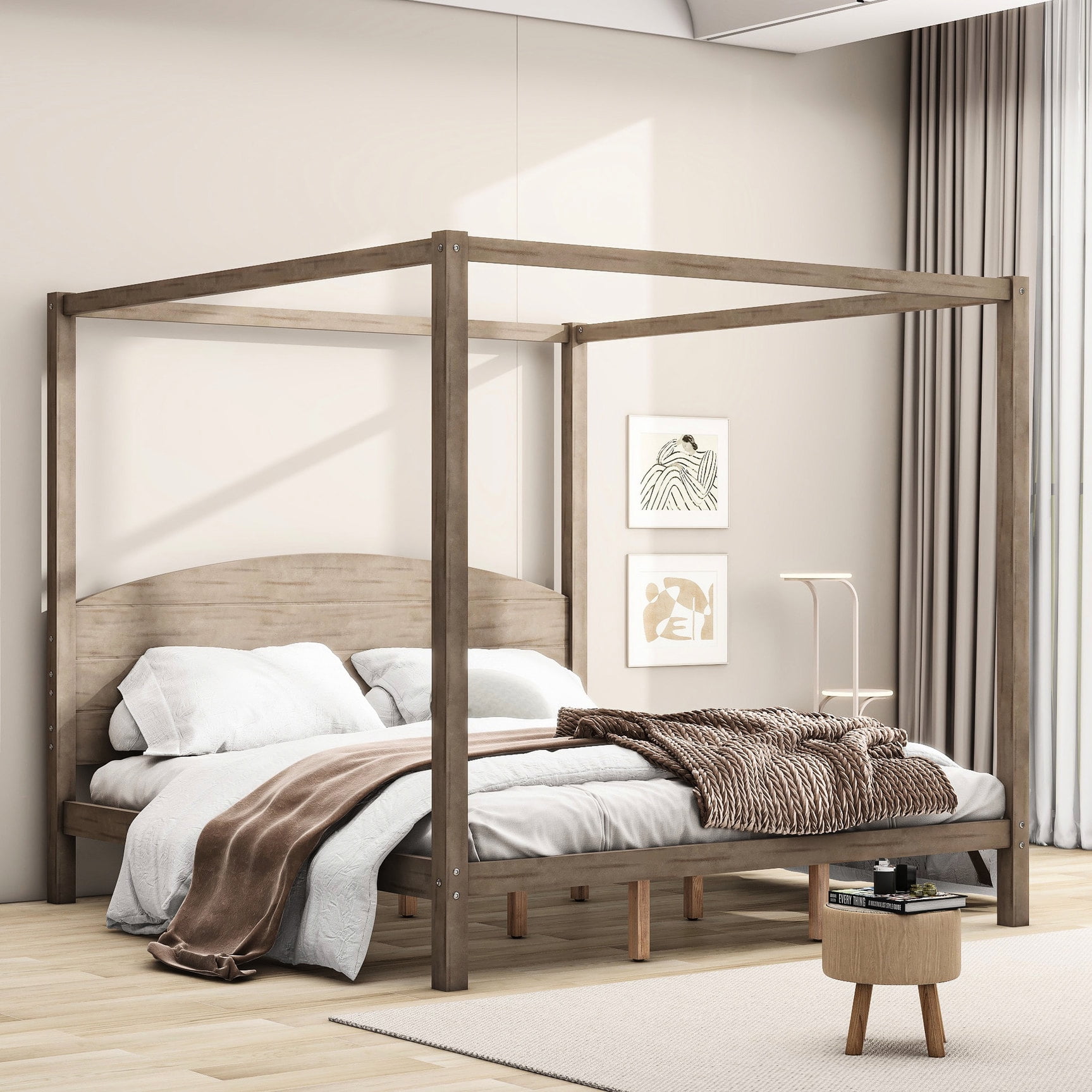 Pine Wood Bed - Stable Bed Frame - Bedroom Resting - Secure Sleep ...