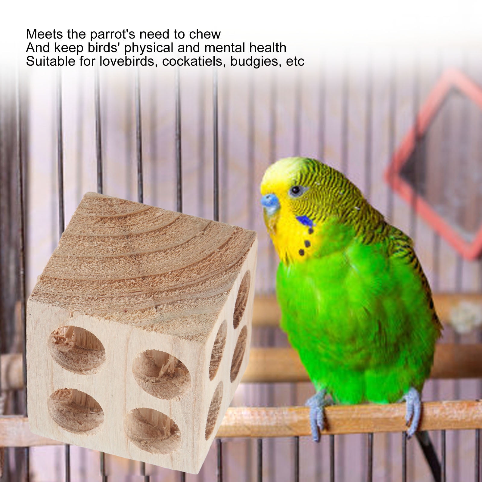 Pine Wood Bird Block Chewing Toy For Parrots Lovebirds Cockatiels ...