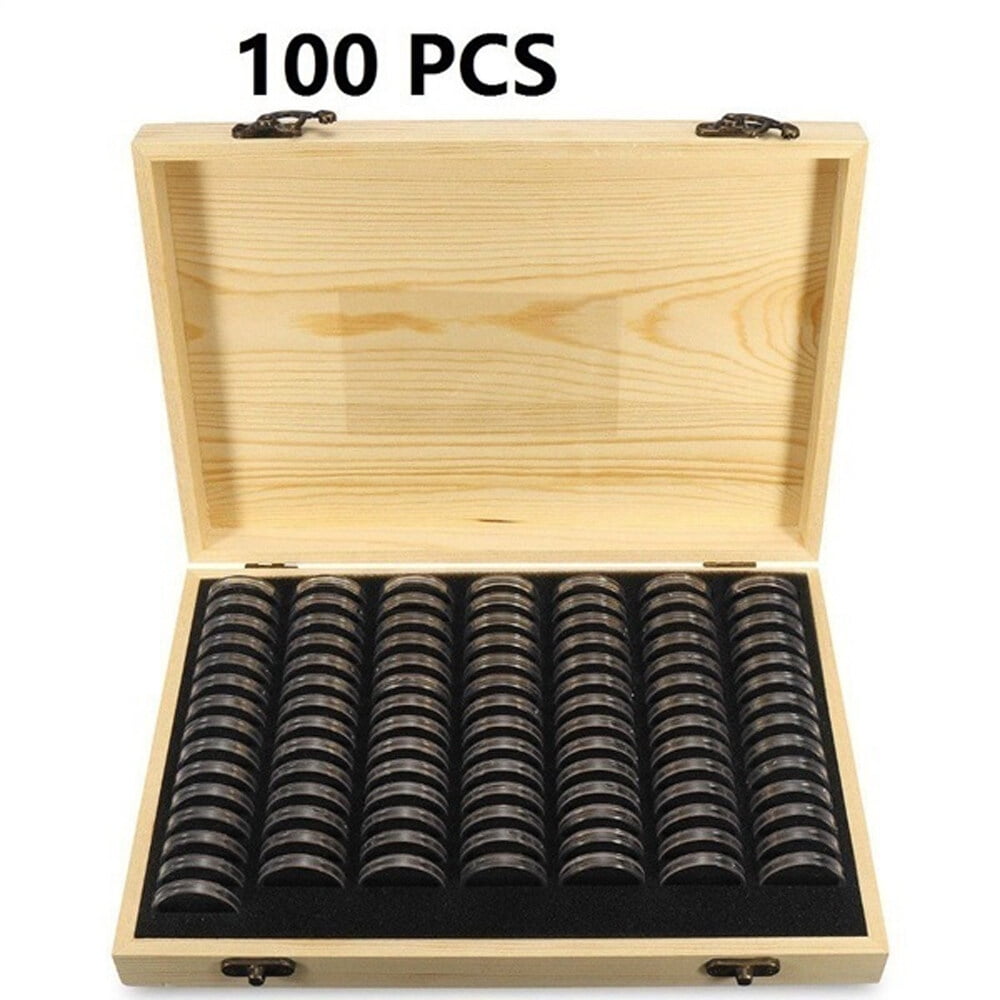 Pine Wood Coin Holder Storage Box for Collectible Commemorative Coin ...