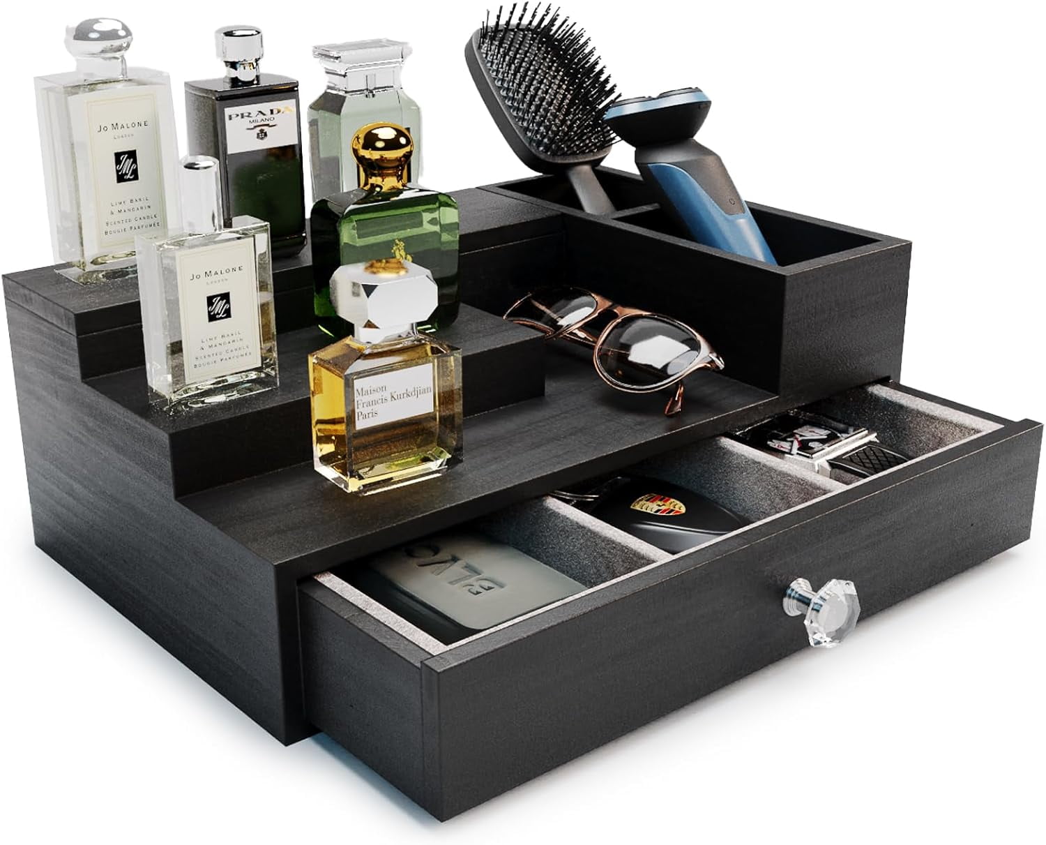 Pine Wood Cologne Stand Organizer for Men, 3 Tier Cologne Display Shelf ...