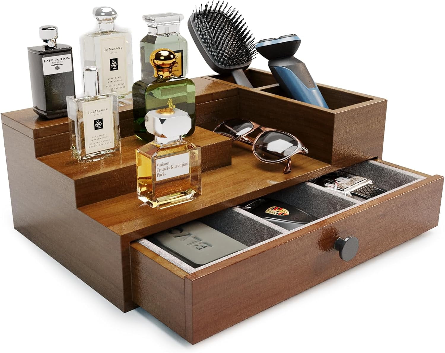 Pine Wood Cologne Stand Organizer for Men, 3 Tier Cologne Display Shelf ...