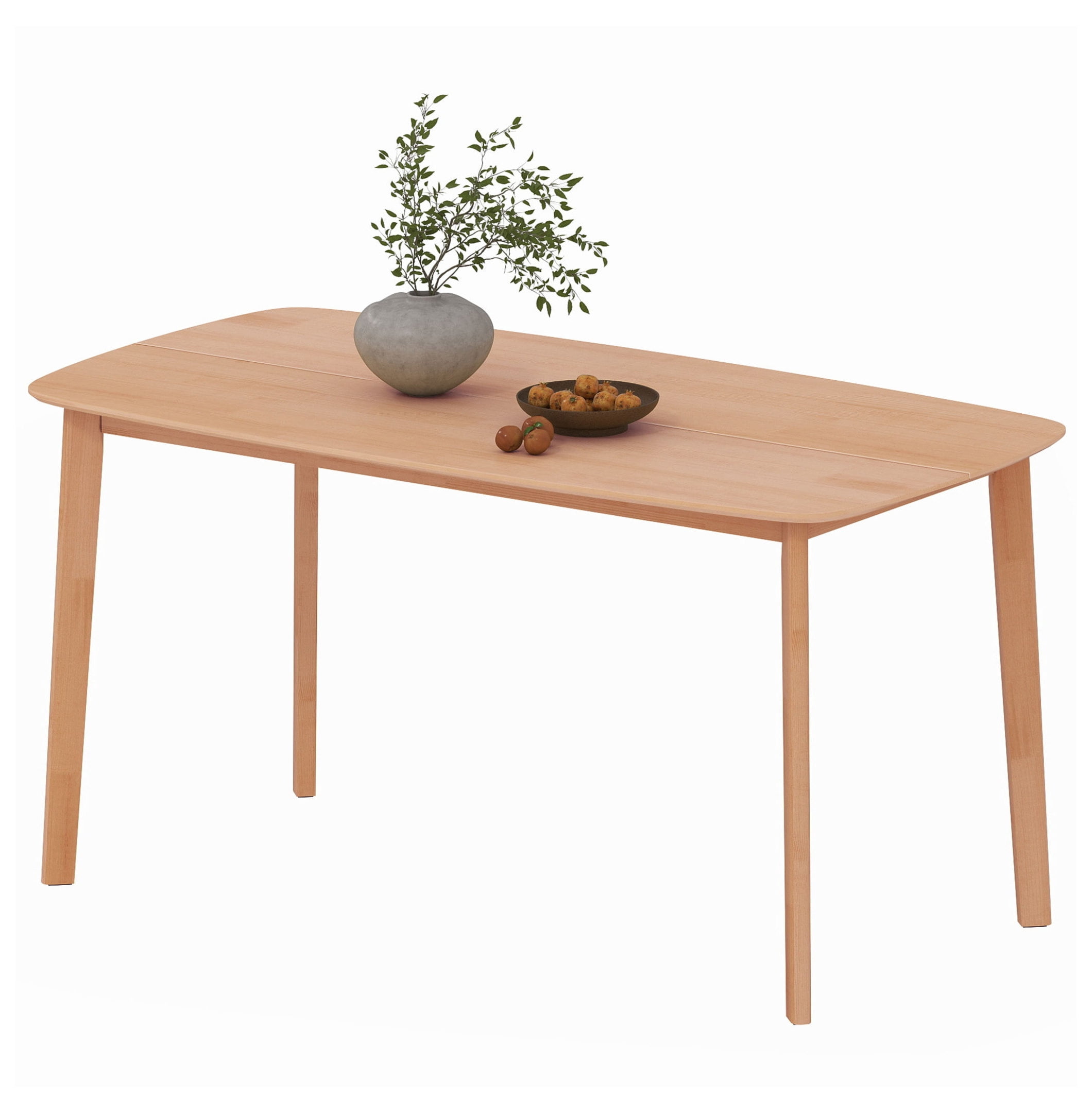 Pine Wood Dining Table for 6, 59" Rustic Kitchen Table - Natural ...