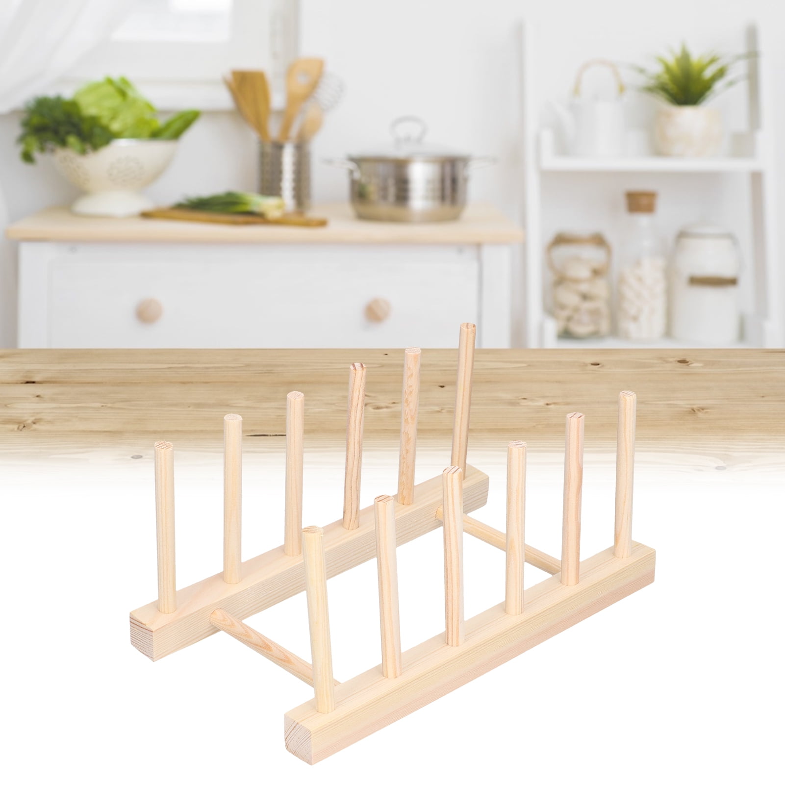 Pine Wood Dish Rack, Compact, Durable Organizer For Kitchen Countertops ...