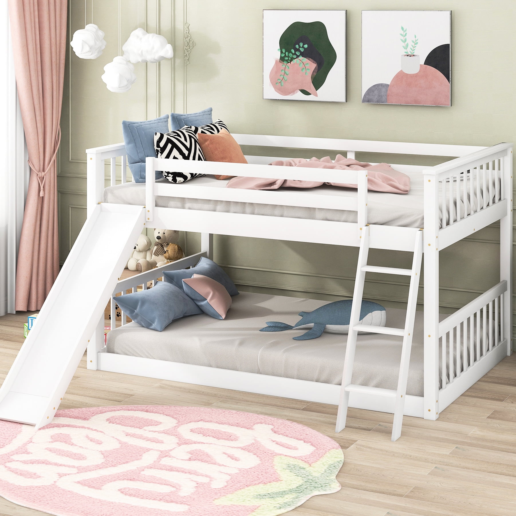 Pine Wood Full over Full Bunk Bed | Durable and Safe, Adds Fun with ...