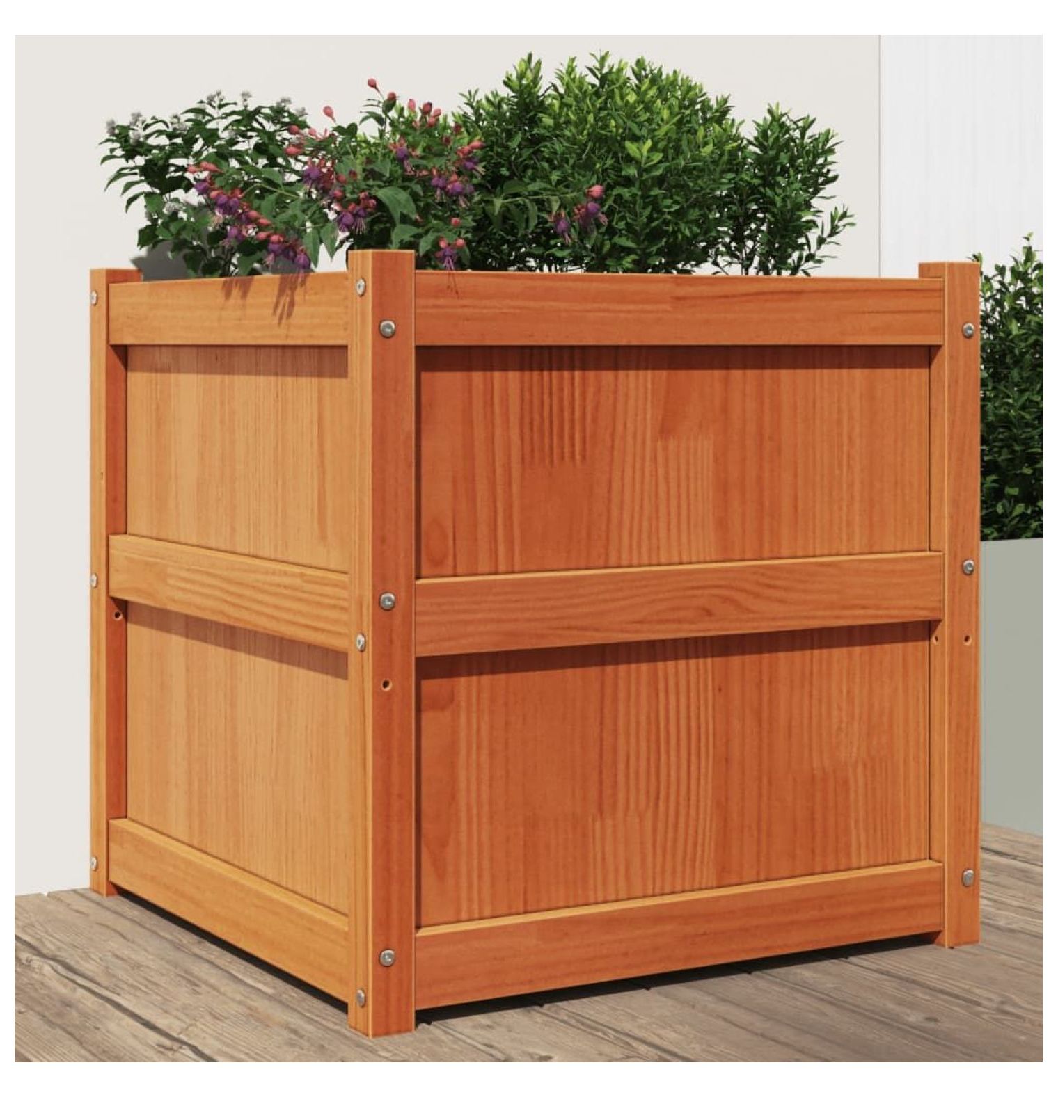 Pine Wood Garden Planter Box 23.6"x23.6"x23.6" - Outdoor Flower Pot for ...