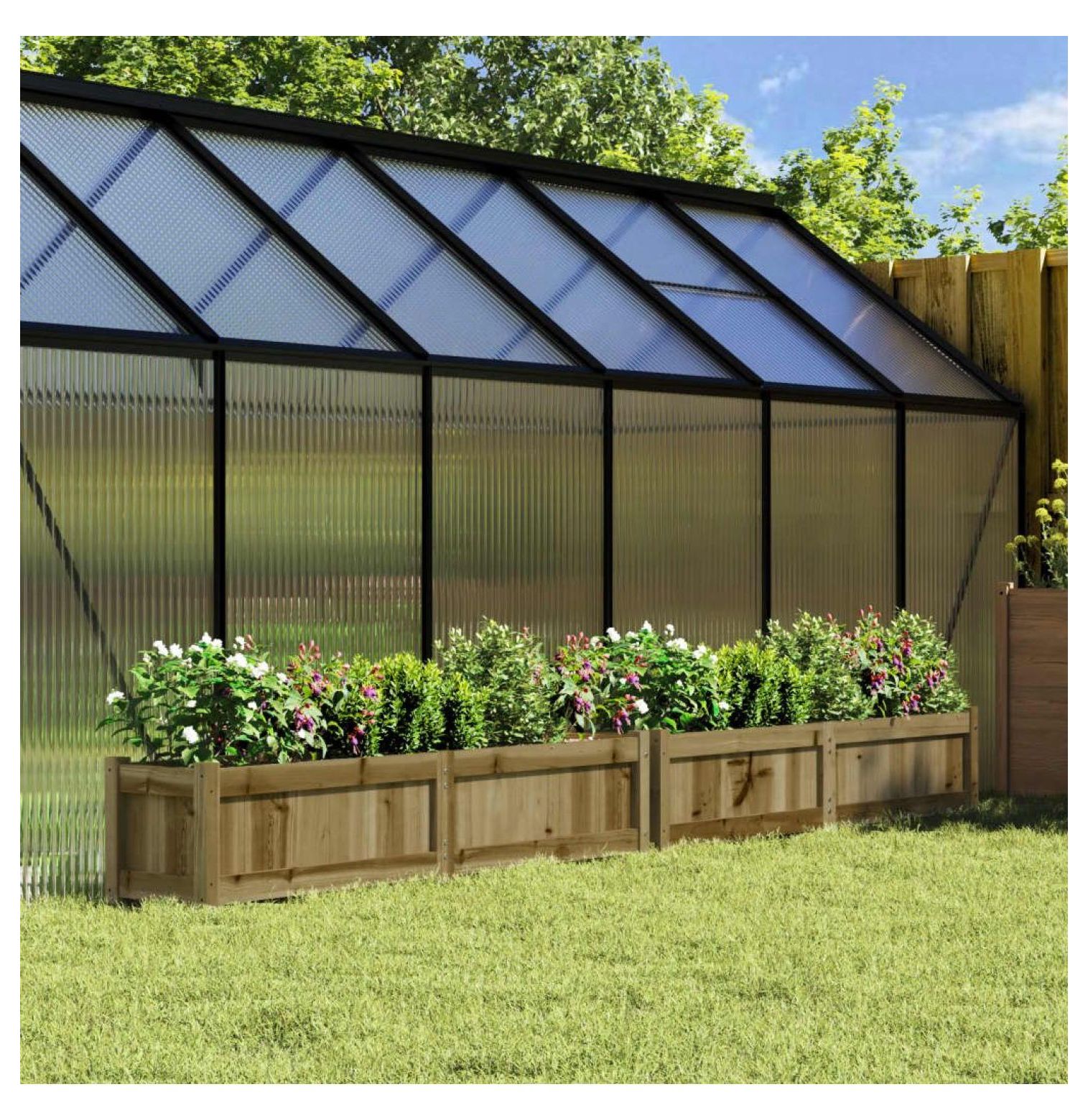 Pine Wood Garden Planters 2-Pack, Outdoor Raised Garden Bed - 59" Long ...