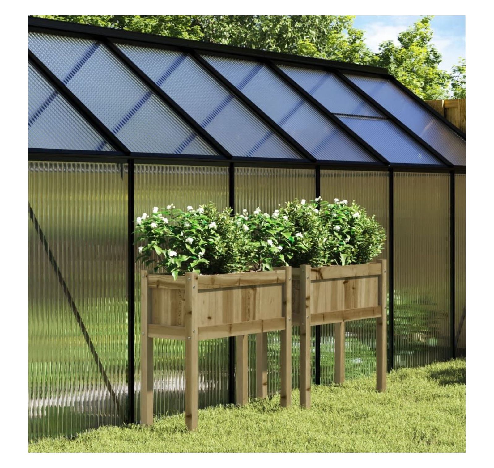 Pine Wood Garden Planters 2-Pack with Legs - Outdoor Elevated Plant ...