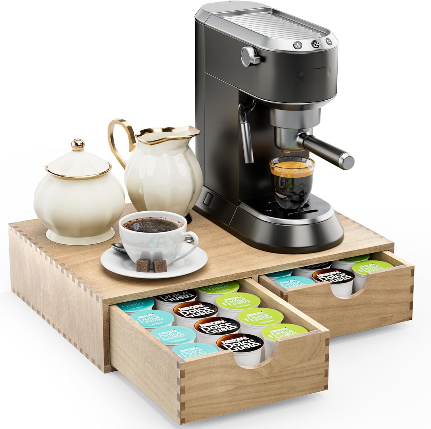 Pine Wood K Cup Organizer, Coffee Pods and Tea Organizer Holder, K Pod ...