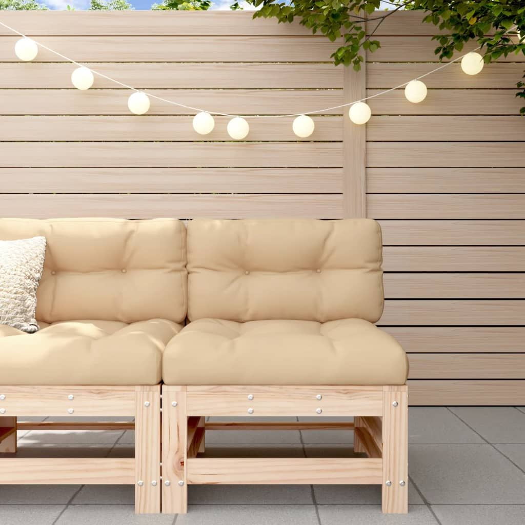 Pine Wood Patio Sofa - Outdoor Garden Middle Sofa, Solid Wood Slatted ...