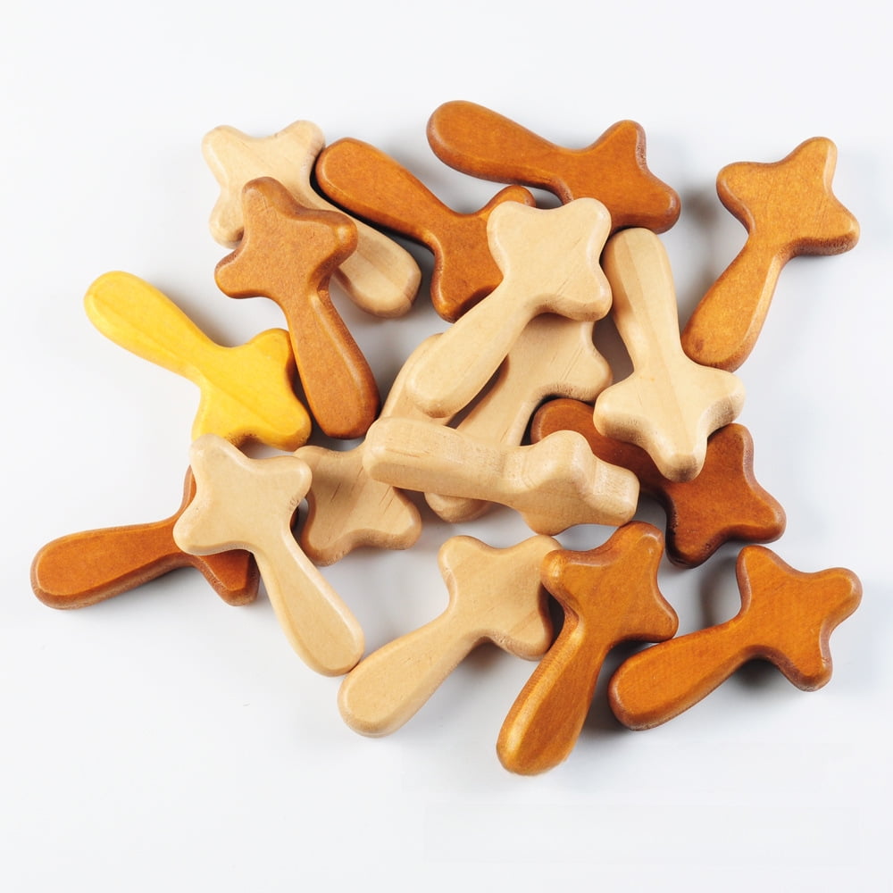 Pine Wood Prayer Cross Small Decorative Cross with Hand-Holding Key ...