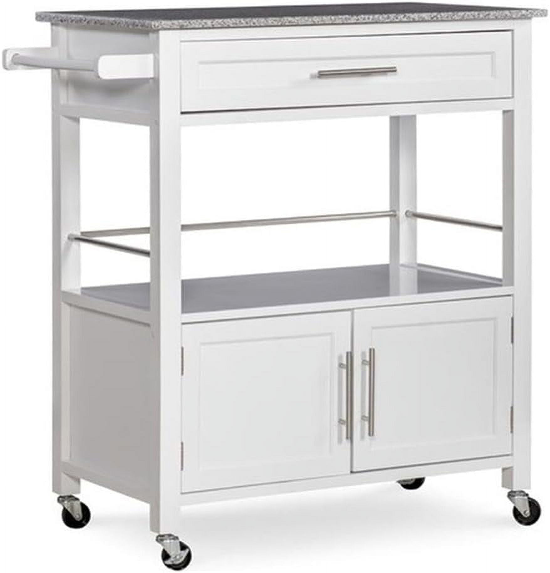Pine Wood Top Rolling Microwave Kitchen Island Cart with Ample Storage ...