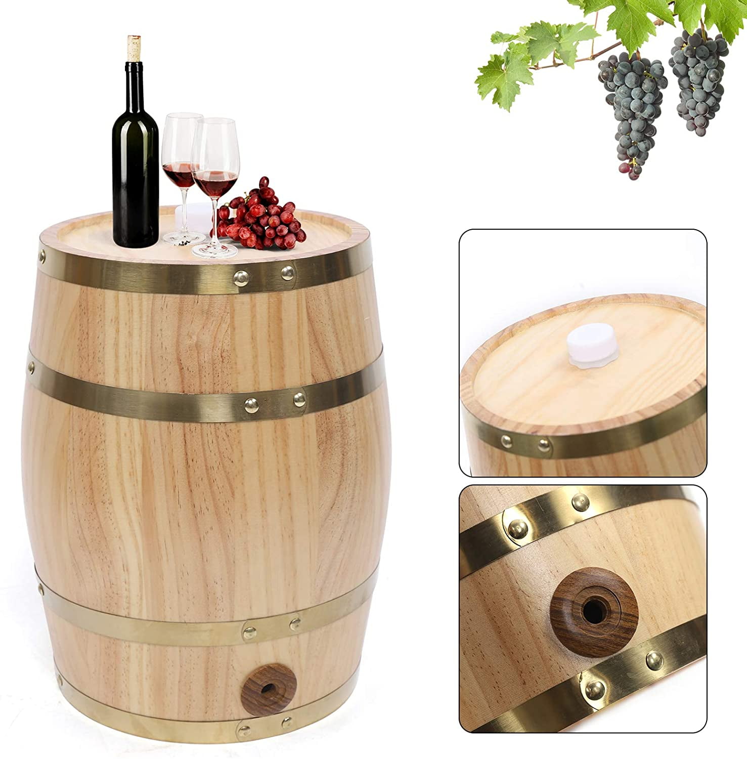 Pine Wood Wine Barrel Whisky Barrel, Home Wine Making Barrel Vertical ...