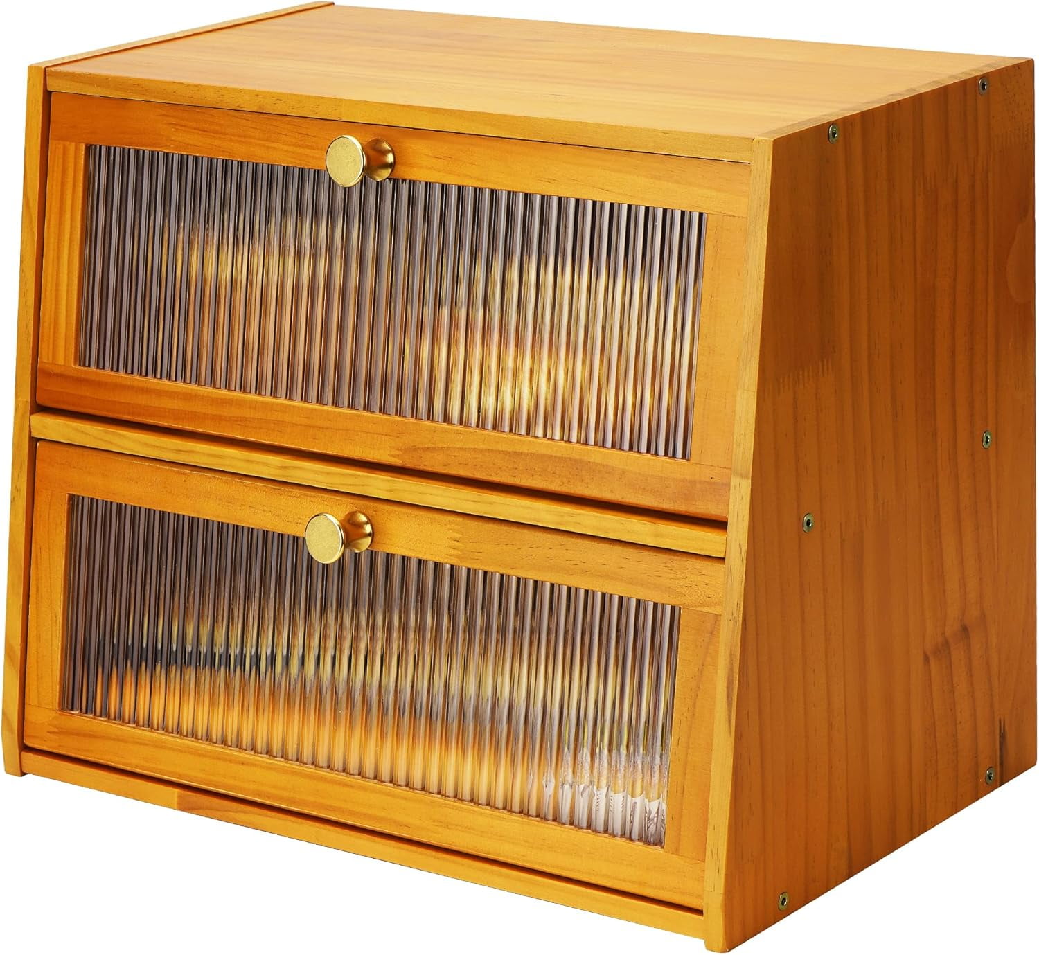 Pine Wooden Bread Box for Kitchen Countertop,Extra Large 2 Layer ...