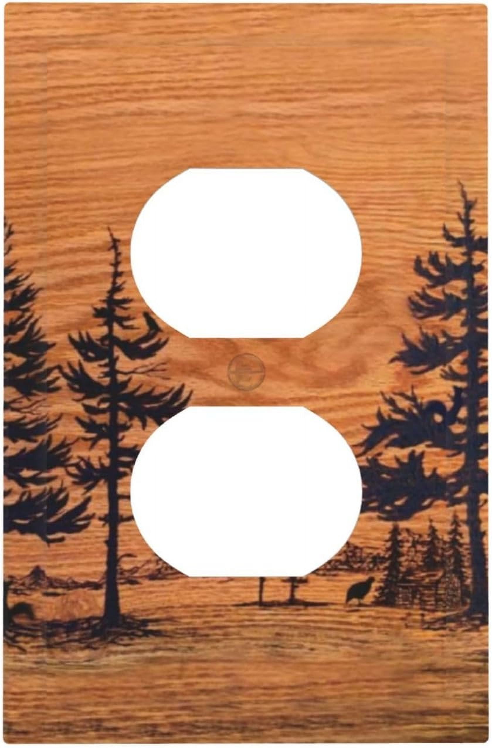 Pine Woods Wooden Print Duplex Receptacle Outlet Wall Plate, Country ...