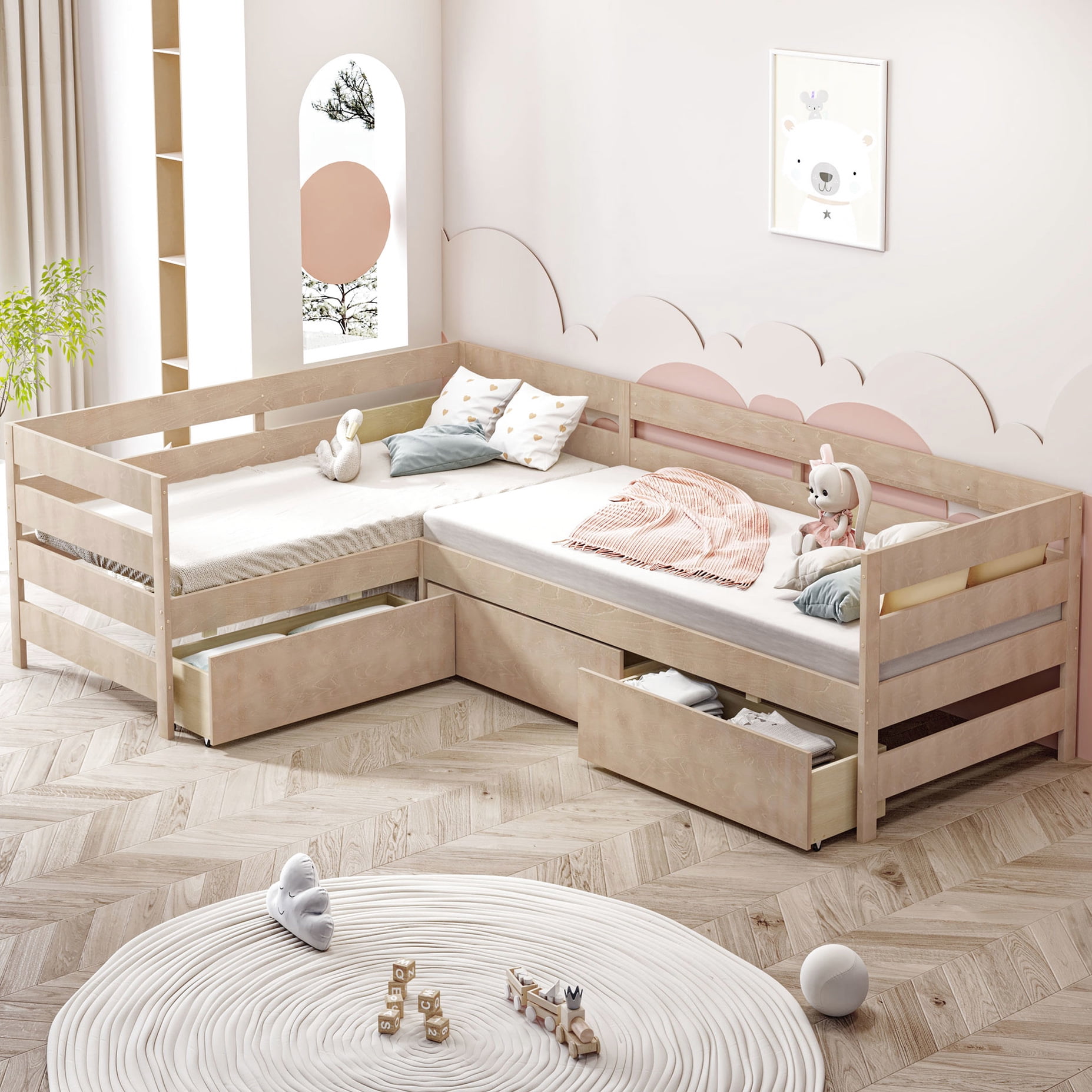 Pine and MDF Build - L - shape for Small Spaces - Bedroom Use Case ...