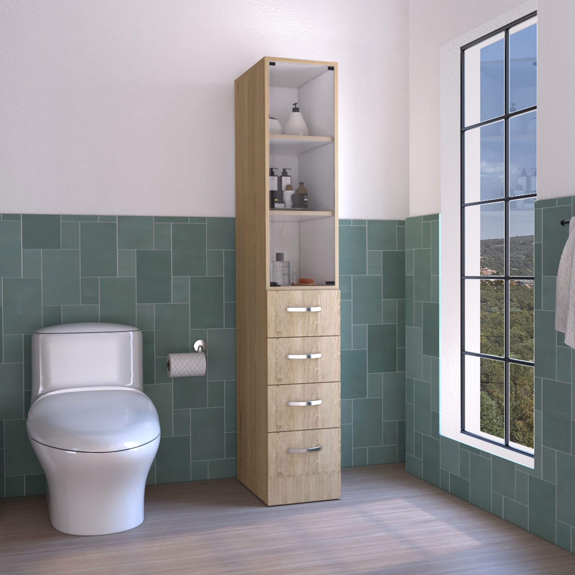 Pine/white Vanguard Linen Cabinet - 67.84" Tall With Three Shelves And ...