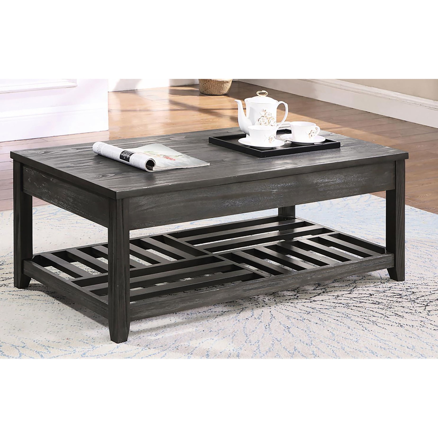 Pine wood coffee table with lift - Suits different use cases in living ...