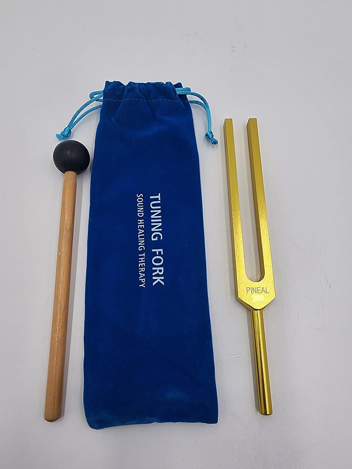 Pineal Gold Color Tuning Fork Kit with Striker and Velvet Pouch ...