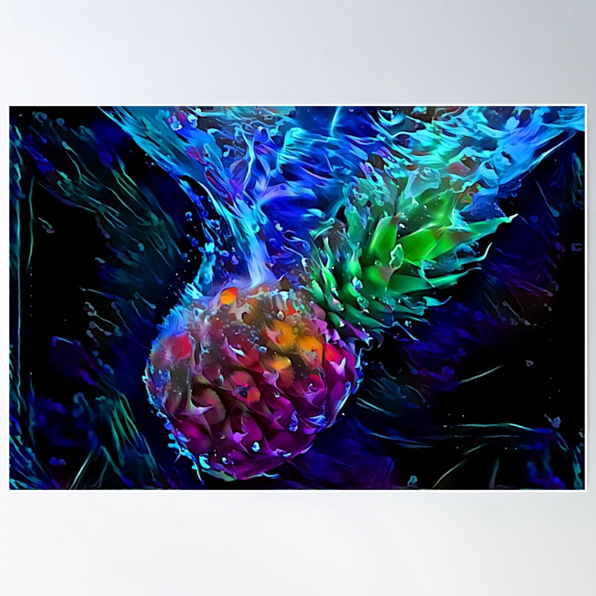 Pineapple - A Splash Into Blacklight Poster Wall Art, Modern Wall Decor ...
