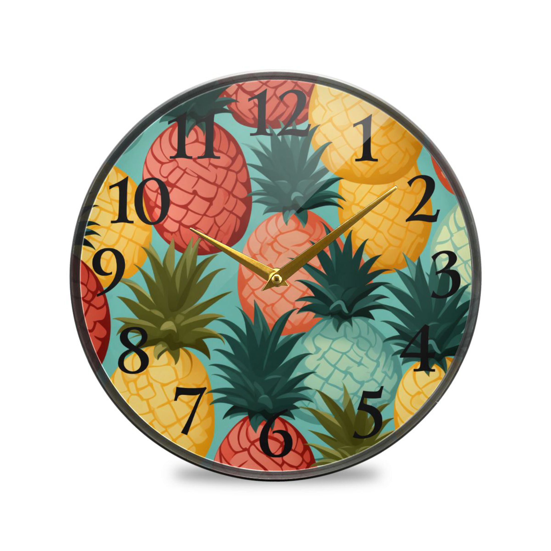 Pineapple Abstract Wall Clocks Battery Operated 9.5 Inch Round Clock ...