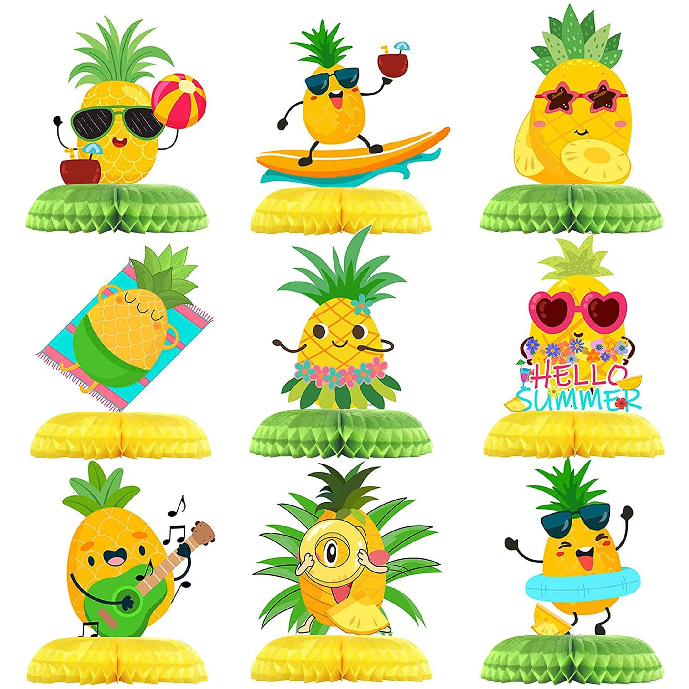 Pineapple Aloha Luau Honeycomb Centerpieces - Tropical Fruit 3D Double ...