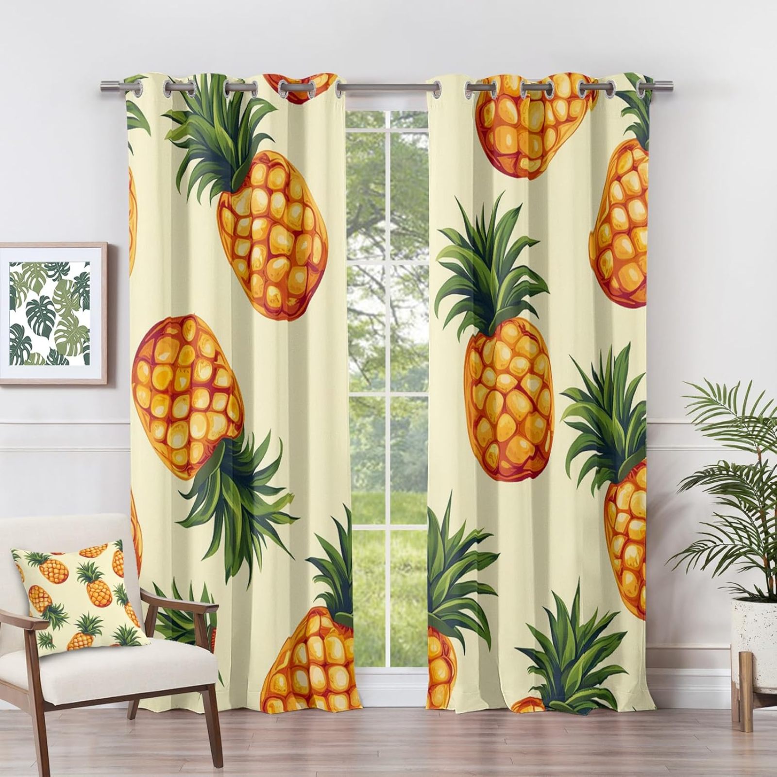 Pineapple Blackout Curtains For Bedroom Living Room - Tropical Fruit ...